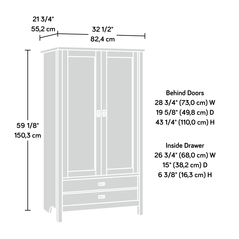 Sauder armoire white store
