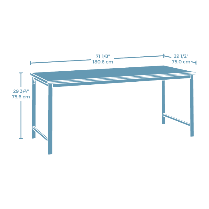 Bergen Circle 72 x 30 Table Desk Kiln Acacia (426298) – Sauder