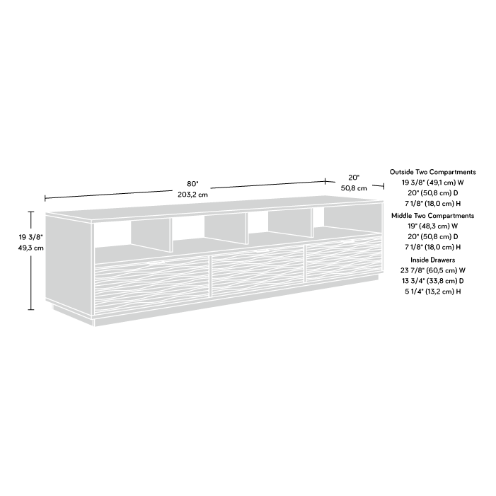 Morgan Main 3-Drawer TV Credenza White (428260) – Sauder