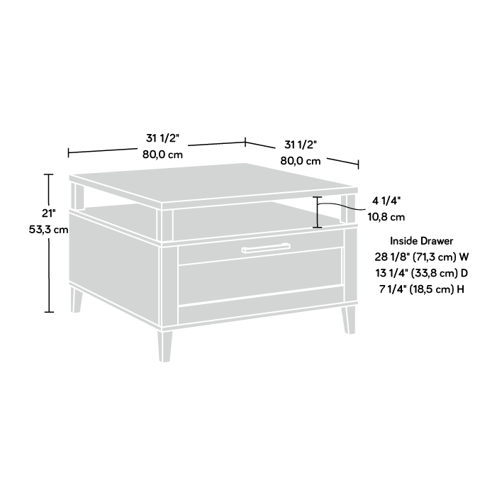 Tiffin Line Coffee Table with Drawer Raven Oak (433510) – Sauder
