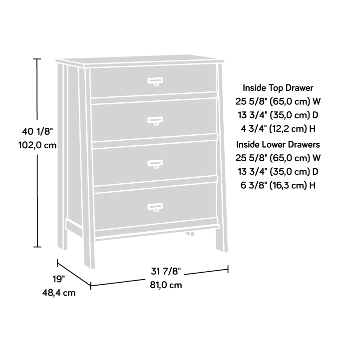 Trestle 4-Drawer Bedroom Chest Chalked Chestnut (433920) – Sauder