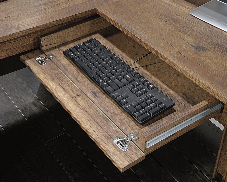 Palladia L Shaped Home Office Desk Vintage Oak 420606 Sauder