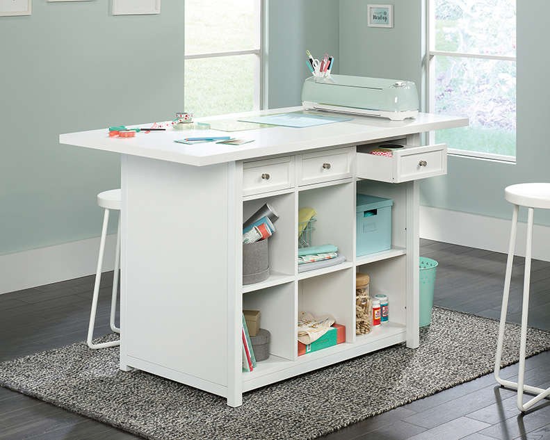 Craft Pro Series Craft Work Table with Storage White 421420 Sauder
