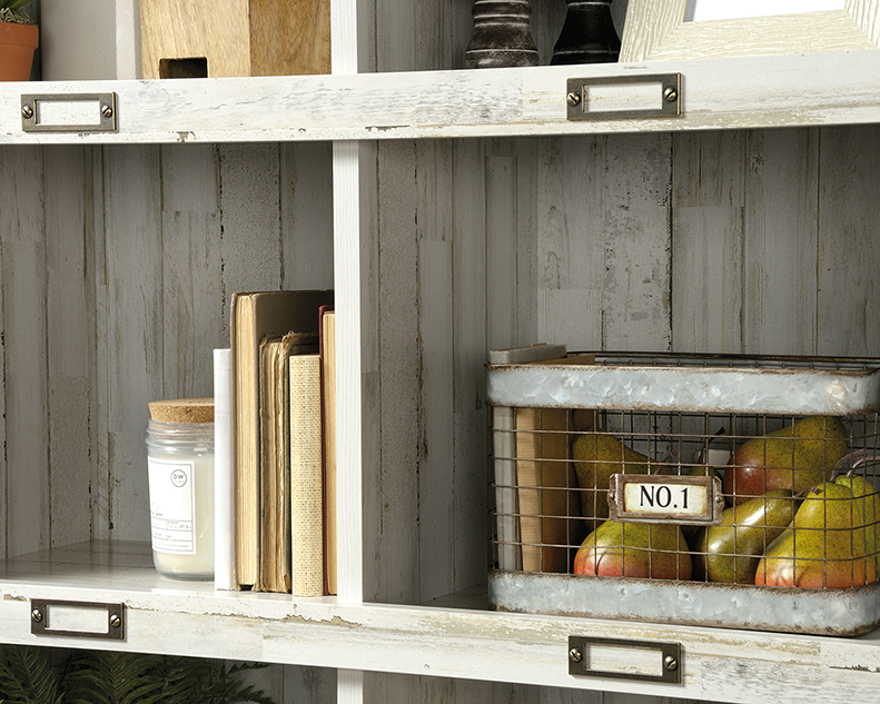 Barrister Lane Tall Bookcase White Plank Finish 423671 Sauder