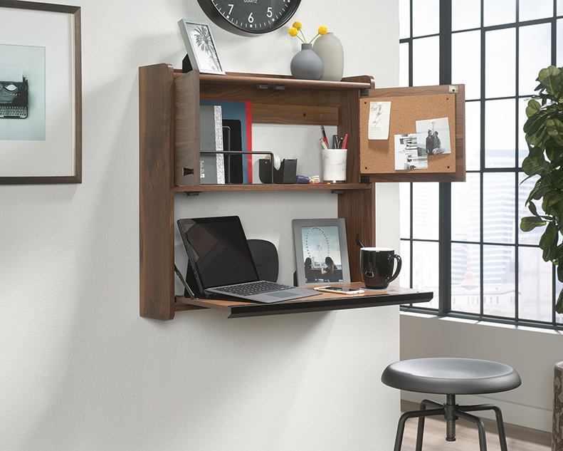 Harvey Park Floating Desk Grand Walnut Finish 423704 Sauder
