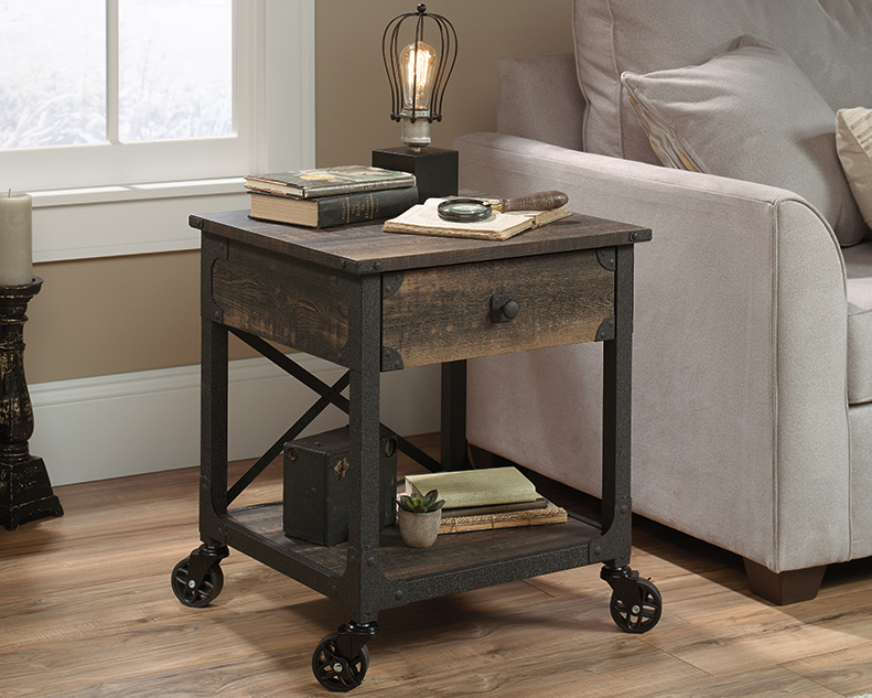 Steel River Industrial Side Table Carbon Oak (423915) – Sauder
