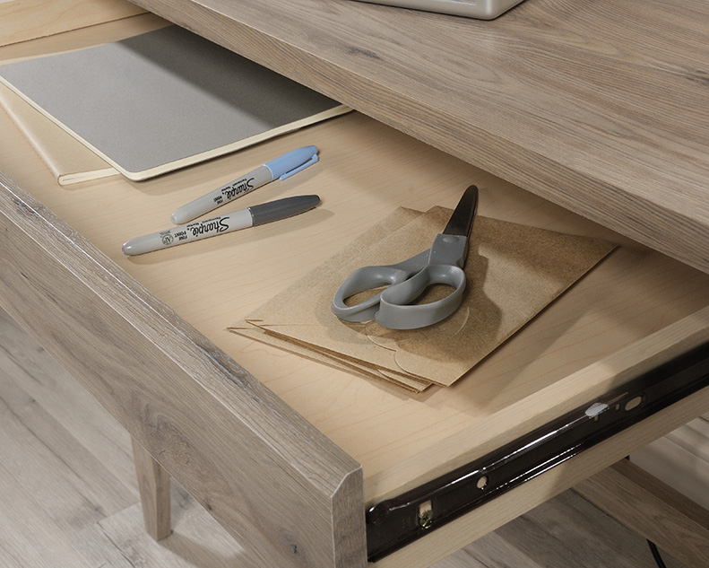 Summit Station Single Pedestal Desk Laurel Oak 425015 Sauder