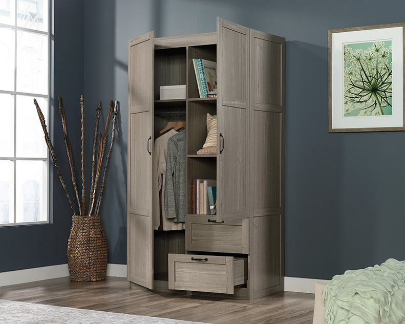 Sauder Select Wardrobe Storage Cabinet Silver Sycamore