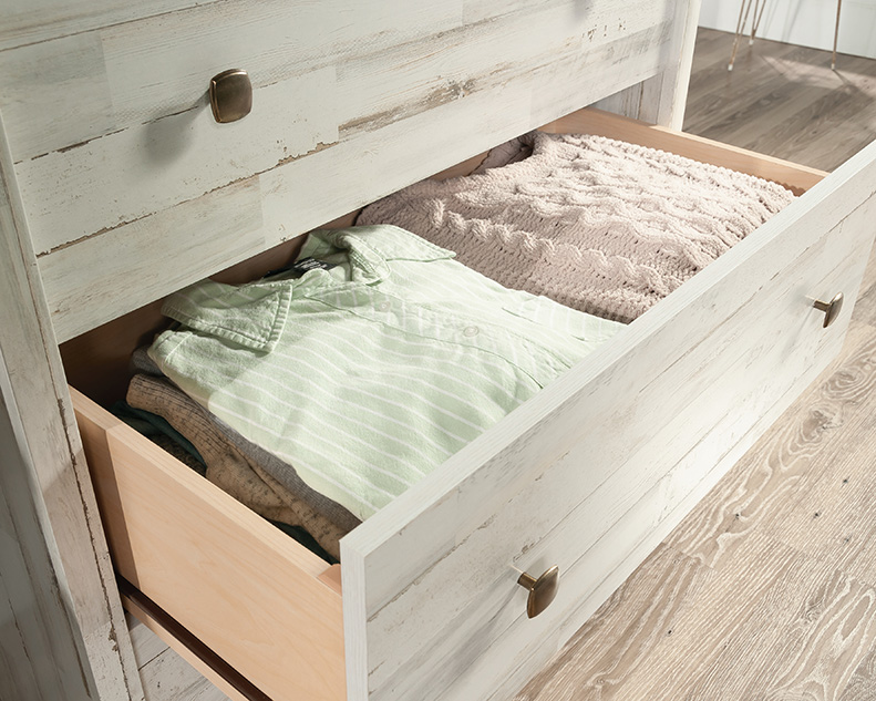 River Ranch 4 Drawer Rustic Dresser White Plank 430048 Sauder