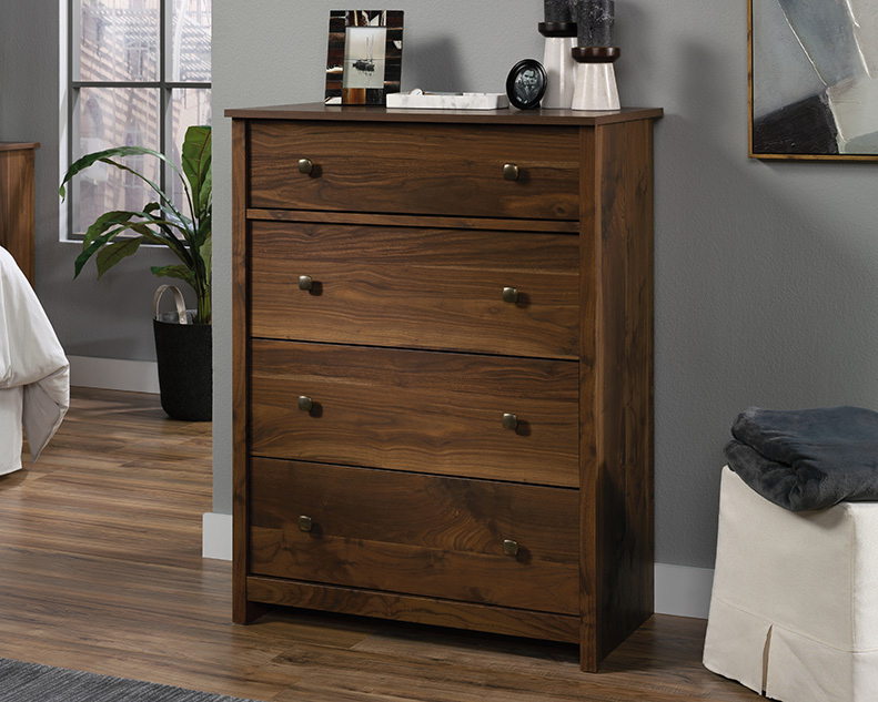 River Ranch 4 Drawer Bedroom Dresser Grand Walnut 430049 Sauder