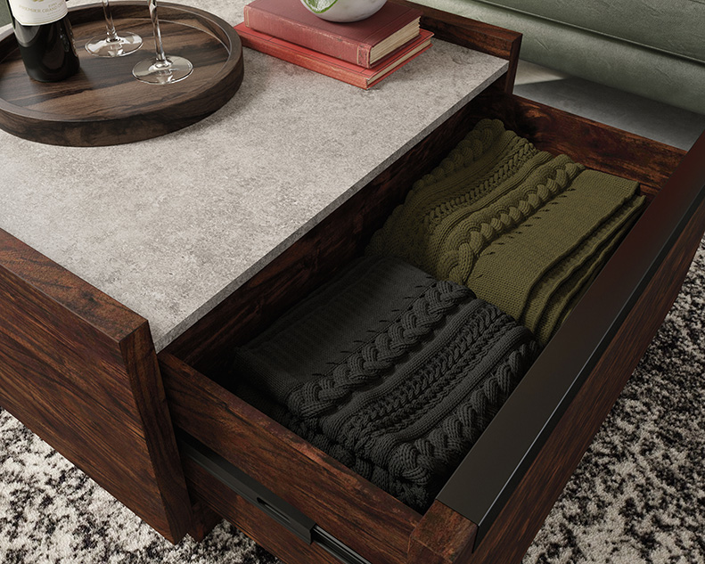 Manhattan Gate Square Coffee Table Rich Walnut 430360 Sauder